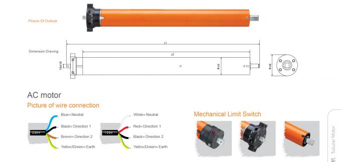 AC 220V 10N.M 15RPM Tubular Motor Roller Shutter