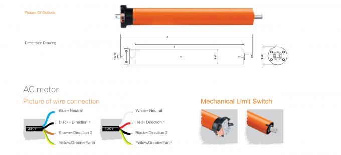 15RPM 10N.M Tubular Motor Roller Shutter , AC Tubular Motor