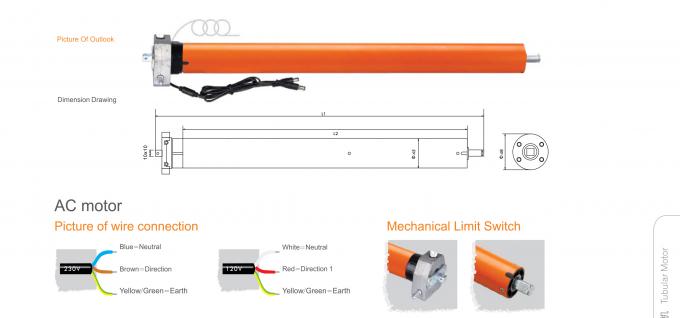12V LED Connection 45RM Roller Shutter Tubular Motor